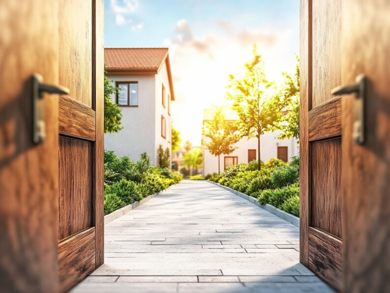Download Open Door Leading to a Scenic Pathway Backgrounds Online ...
