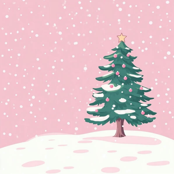 Download Whimsical Christmas Tree with Pink Background Backgrounds ...