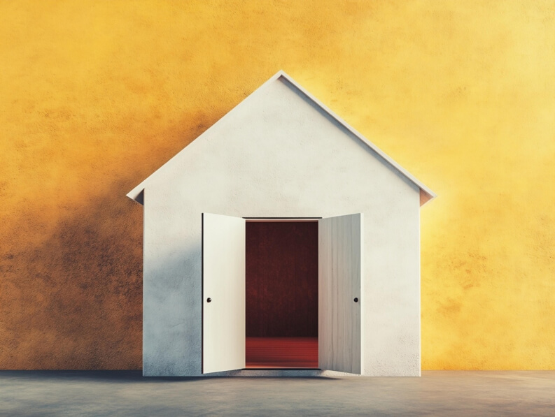 Descarga Estructura de casa estilizada con puerta abierta Fondos En ...
