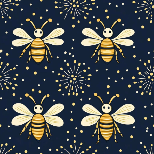 Download Pattern of Cartoon Bees on Dark Blue Background Patterns ...