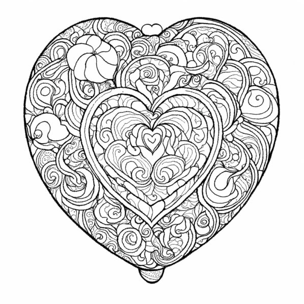 Download Intricate Heart Design Coloring pages Online - Creative Fabrica