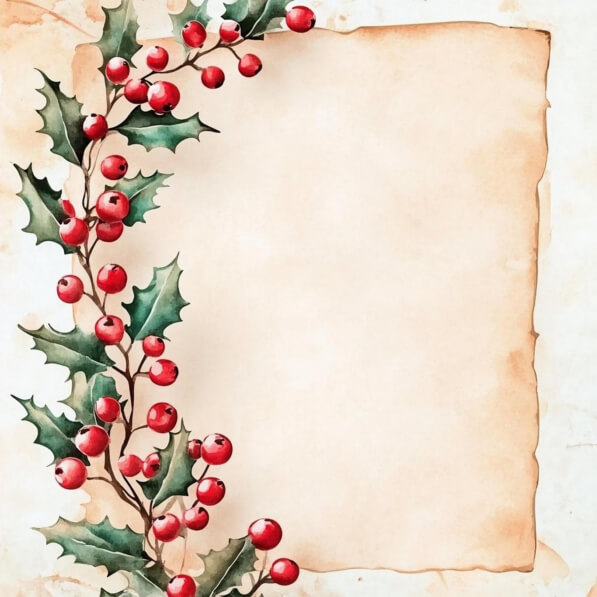 Download Holiday Holly Border with Blank Parchment Backgrounds Online ...