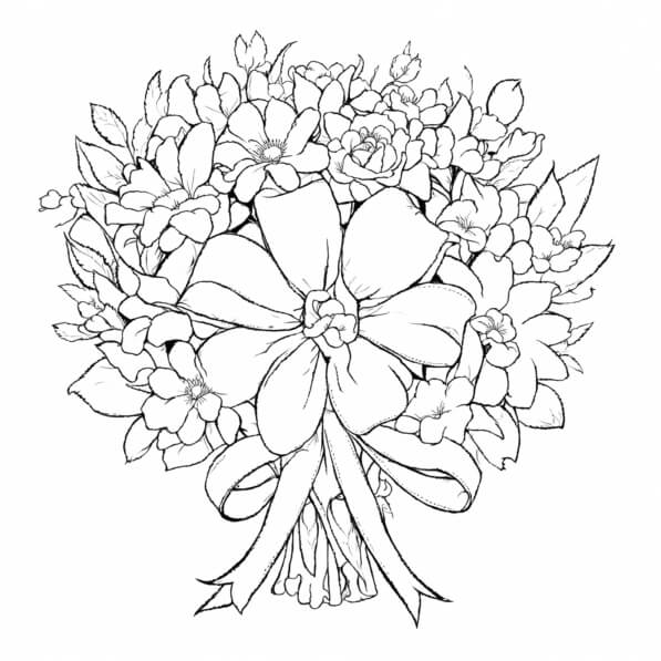 Download Flower Bouquet Line Drawing Coloring pages Online - Creative ...