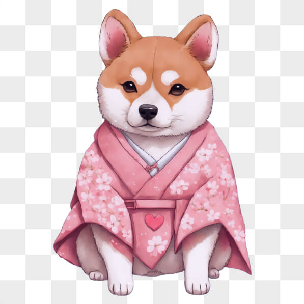 Download Cute Corgi in Pink Kimono with Cherry Blossom Patterns ...