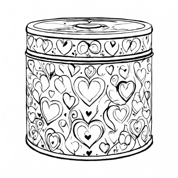 Download Decorative Heart Pattern Tin Can Coloring pages Online ...