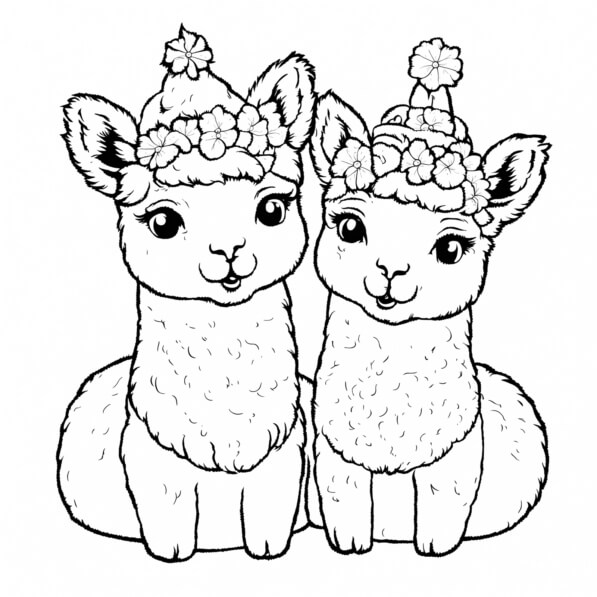 Descarga Dos llamas celebrando con coronas de flores y sombreros de ...