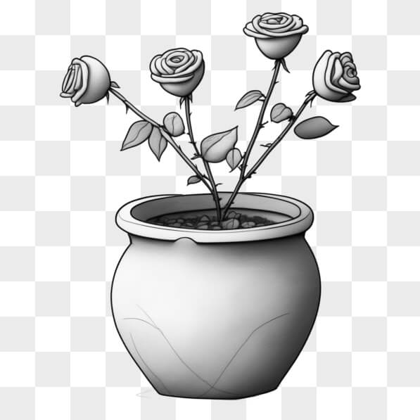 Download Potted Roses Sketches Online - Creative Fabrica