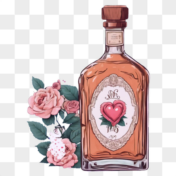 Descarga Botella de licor elegante con rosas Cartoons En Línea ...
