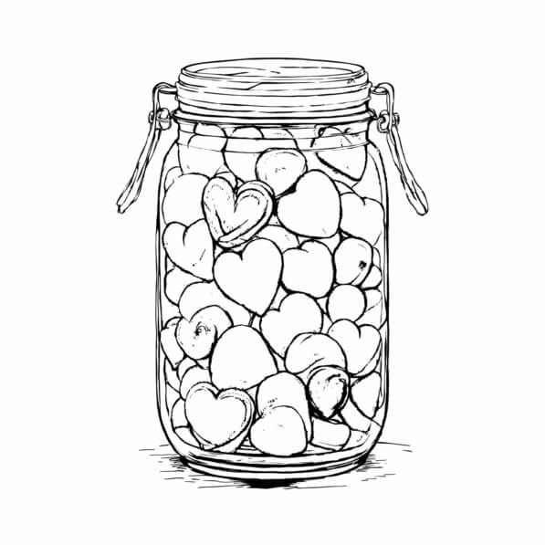 Download Jar of Hearts Coloring pages Online - Creative Fabrica