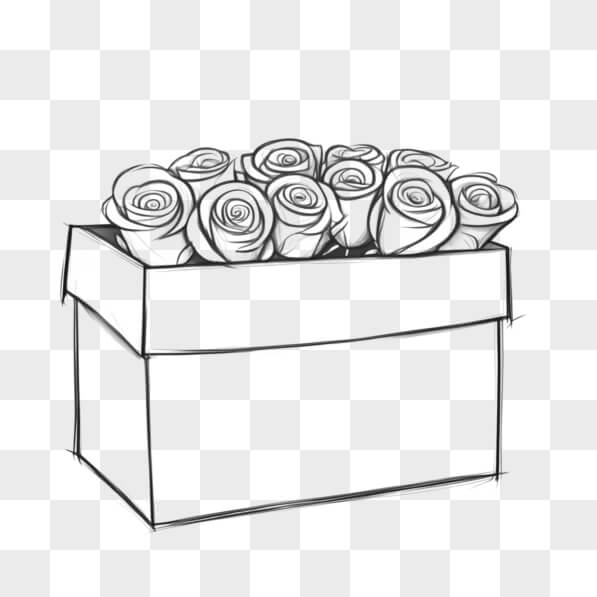 Download Sketch of a Box of Roses Sketches Online - Creative Fabrica