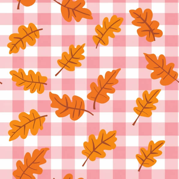 Download Autumn Leaves Pattern on Checkered Background Patterns Online ...