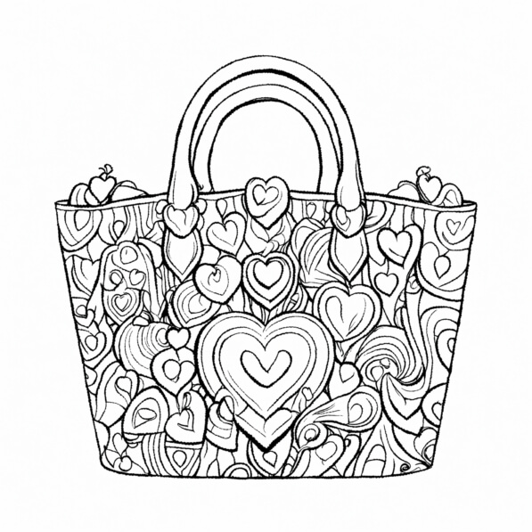 Descarga Página para colorear de bolso intrincado con corazones y ...
