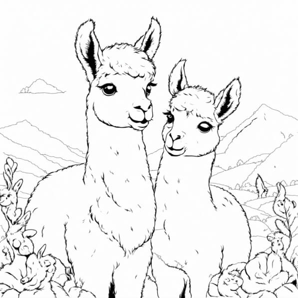 Descarga Dos llamas con animales más pequeños en un paisaje escénico ...