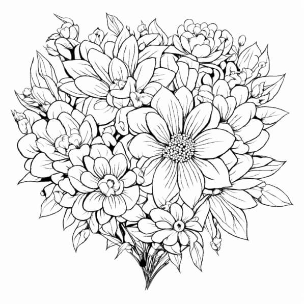 Download Intricate Floral Bouquet Line Drawing Coloring pages Online ...