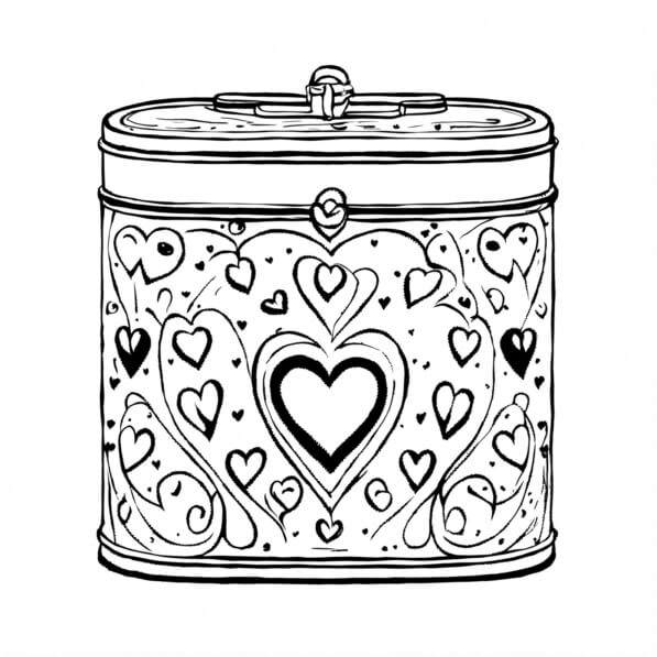 Download Decorative Heart-themed Tin Can Coloring pages Online ...