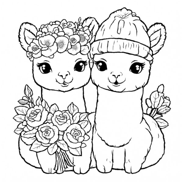 Descarga Dos lindas llamas con accesorios Páginas para colorear En ...