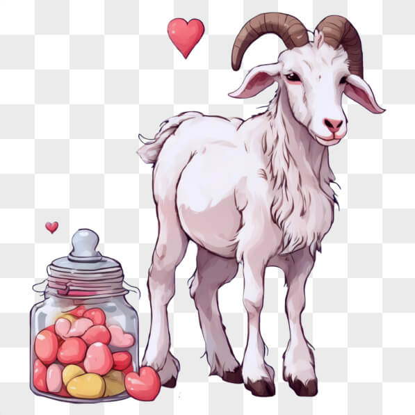 Download Cute Goat with Heart-Shaped Candies Cartoons Online - Creative ...