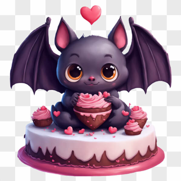 Download Cute Cartoon Bat with Cake Cartoons Online - Creative Fabrica