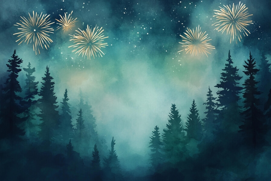Download Fireworks Over a Misty Forest Backgrounds Online - Creative ...