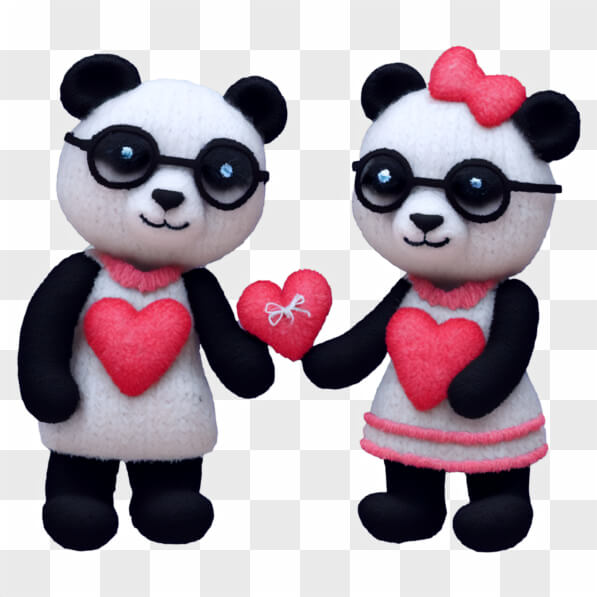 Baixe Bonecos de pelúcia de panda fofos segurando um coração Cartoons ...