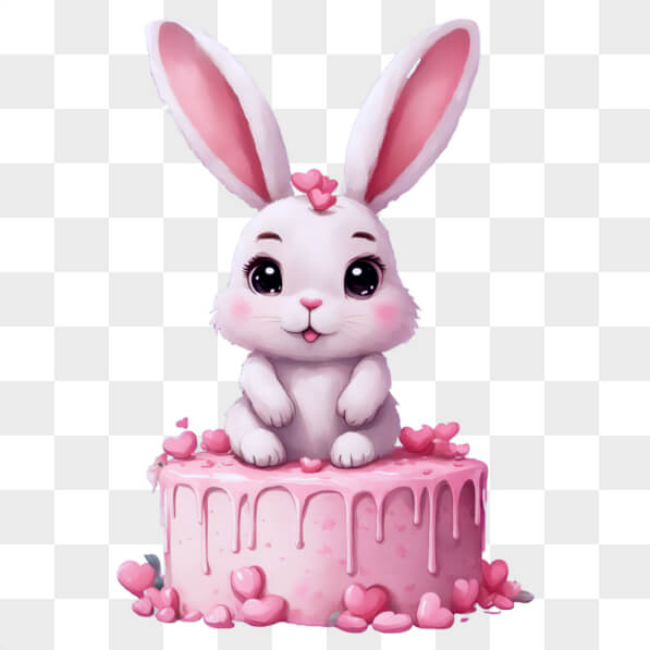 Download Cute Cartoon Rabbit on Pink Cake Cartoons Online - Creative ...
