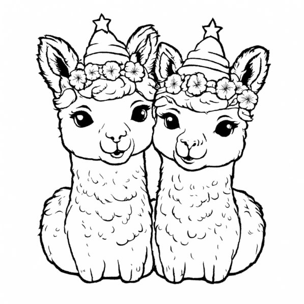 Descarga Dos llamas celebratorias con sombreros de cumpleaños y coronas ...