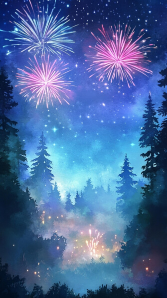 Download Fireworks in a Forest at Night Backgrounds Online - Creative ...