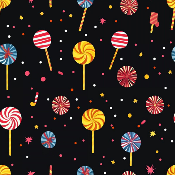 Download Colorful Lollipop Pattern on Black Background Patterns Online ...