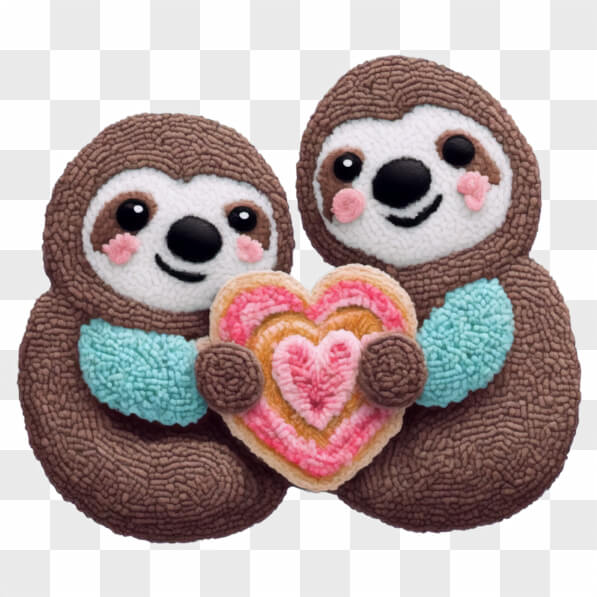 Download Cute Sloths Holding a Heart-Shaped Cookie Cartoons Online ...