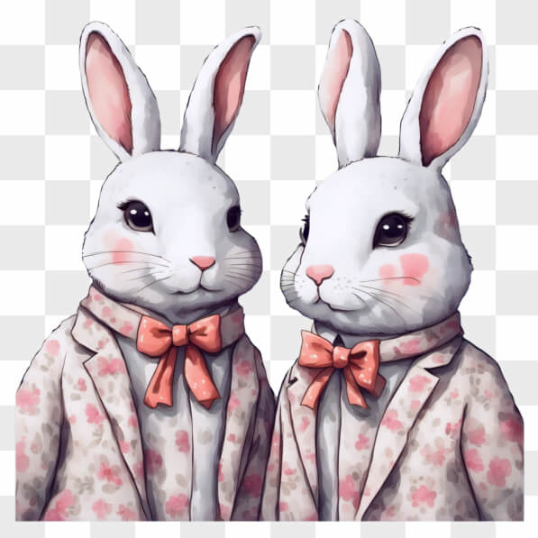 Download Two Anthropomorphic Rabbits in Floral Suits Cartoons Online ...
