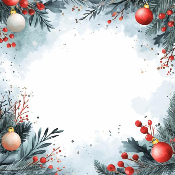 Download Festive Holiday Border with Pine Branches and Ornaments ...