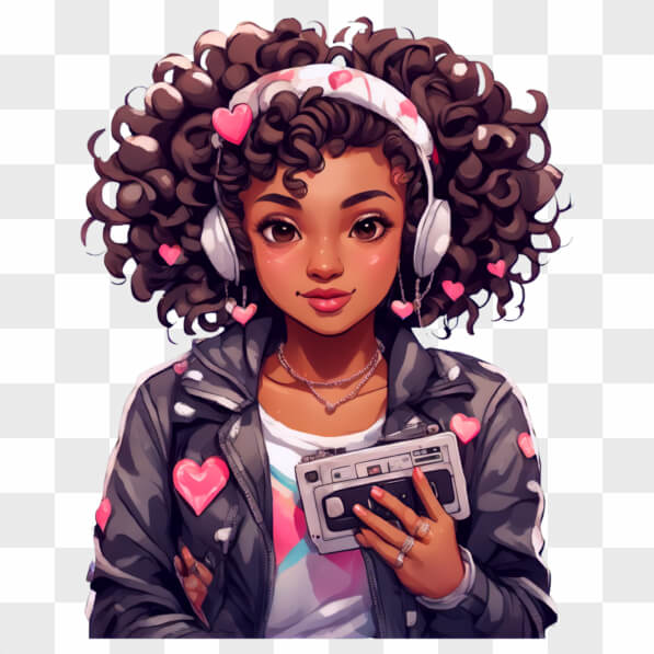 Download Kawaii Girl Enjoying Music with Headphones and Cassette Player ...