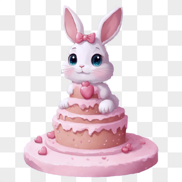 Download Cute Rabbit on Pink Cake Cartoons Online - Creative Fabrica