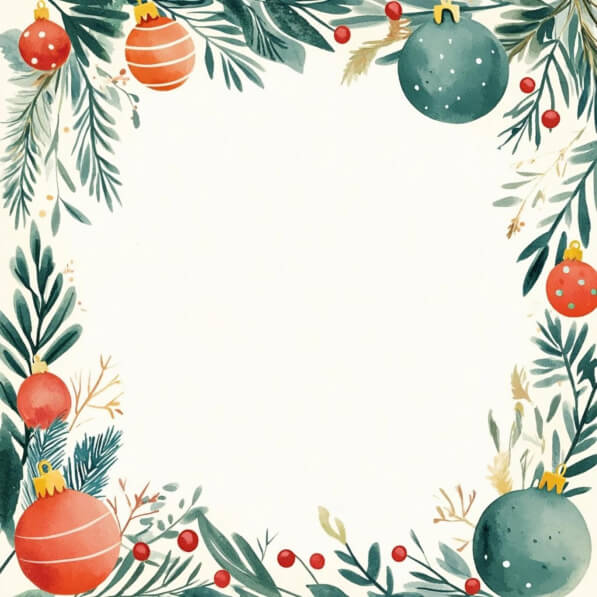 Download Festive Holiday Border with Ornaments and Evergreen ...