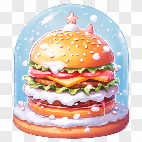 Download Kawaii Hamburger in Snow Globe Kawaii Online - Creative Fabrica