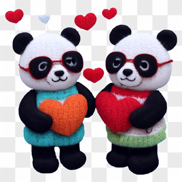 Baixe Bonecos de pelúcia de panda fofos segurando corações Cartoons ...