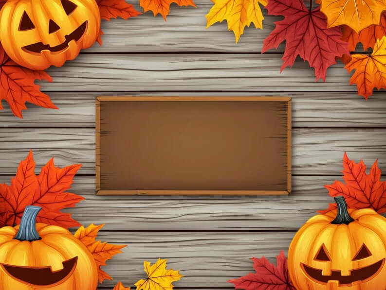 Download Autumn Halloween Scene with Pumpkins and Leaves Backgrounds ...