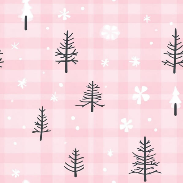 Download Whimsical Holiday Pattern with Pink Gingham and Trees Patterns ...