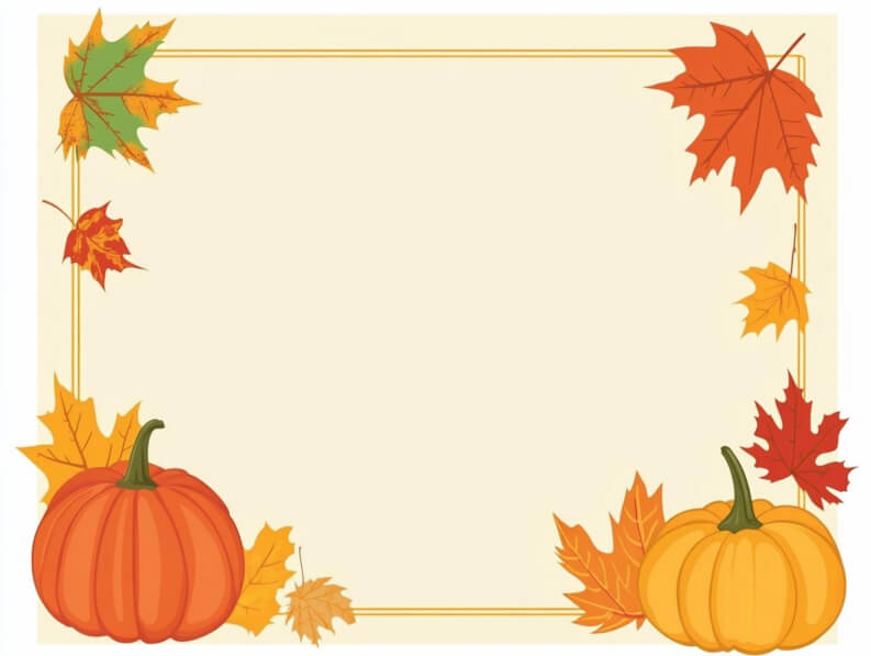Download Autumn-themed border with pumpkins and leaves Backgrounds ...