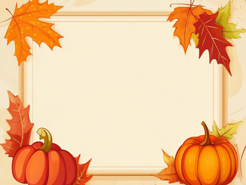 Download Autumn-themed decorative border with leaves and pumpkins ...