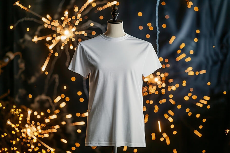 Download White T-shirt Displayed with Sparkling Background Mockups ...