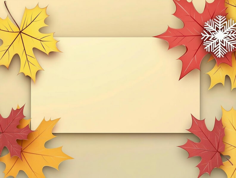Download Autumn Leaves with Snowflake Backgrounds Online - Creative Fabrica