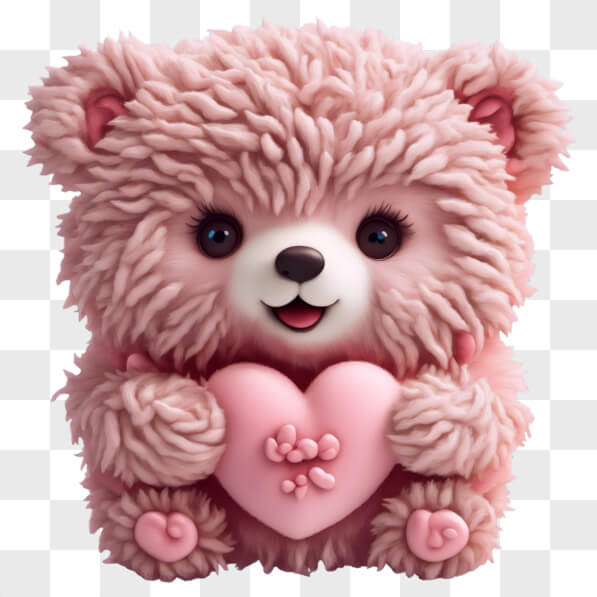 Download Kawaii Pink Fluffy Bear Holding a Heart Kawaii Online ...