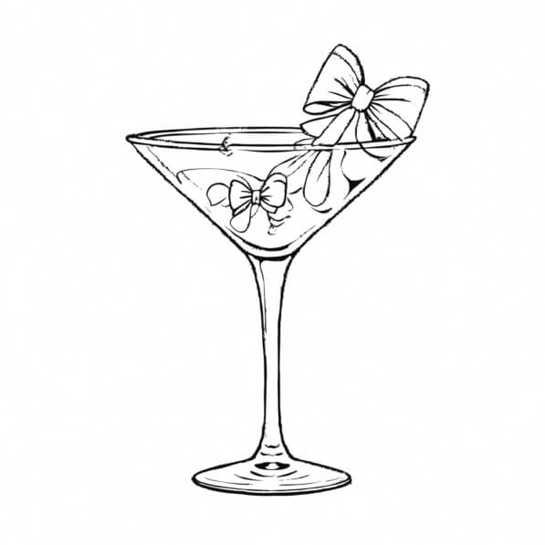 Download Martini Glass with Decorative Bows Coloring pages Online ...