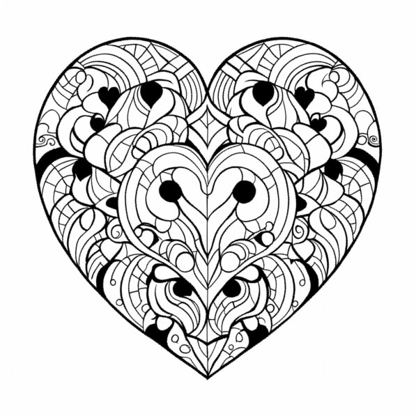 Download Intricate Heart Design Coloring pages Online - Creative Fabrica