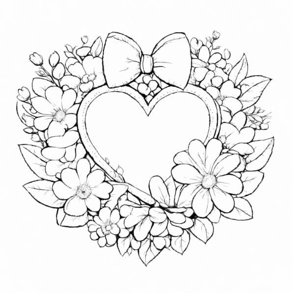 Download Floral Heart Frame Coloring pages Online - Creative Fabrica