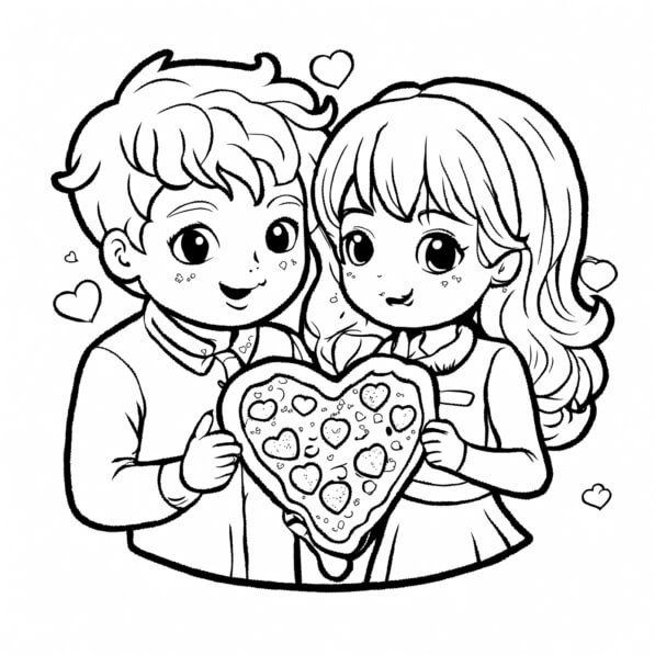 Download Children Holding Heart-Shaped Cookie Coloring pages Online ...