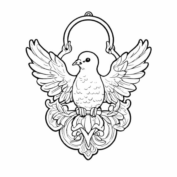Download Stylized Dove Illustration with Floral Elements Coloring pages ...