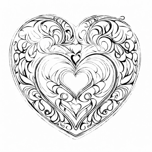 Download Intricate Heart Design Coloring pages Online - Creative Fabrica