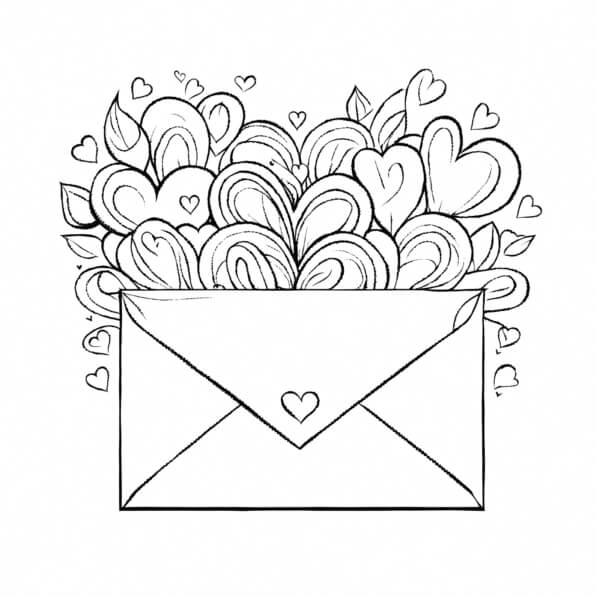 Scarica Busta con Cuori Pagine da colorare Online - Creative Fabrica